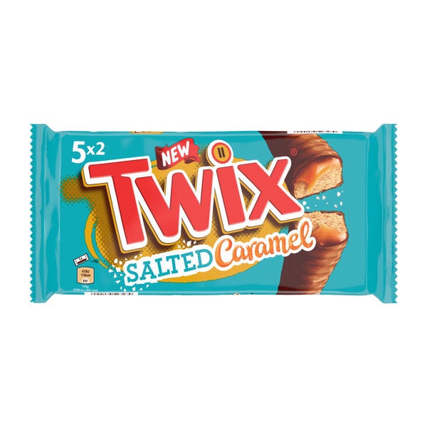 TWIX salted Caramel - biscuits enrobés de chocolat et caramel salé - Multipack 5x50g | TWIX