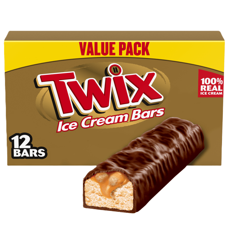 TWIX Caramel Vanilla Milk Chocolatey Ice Cream Bars, 12 Pack, 1.93 Oz ...